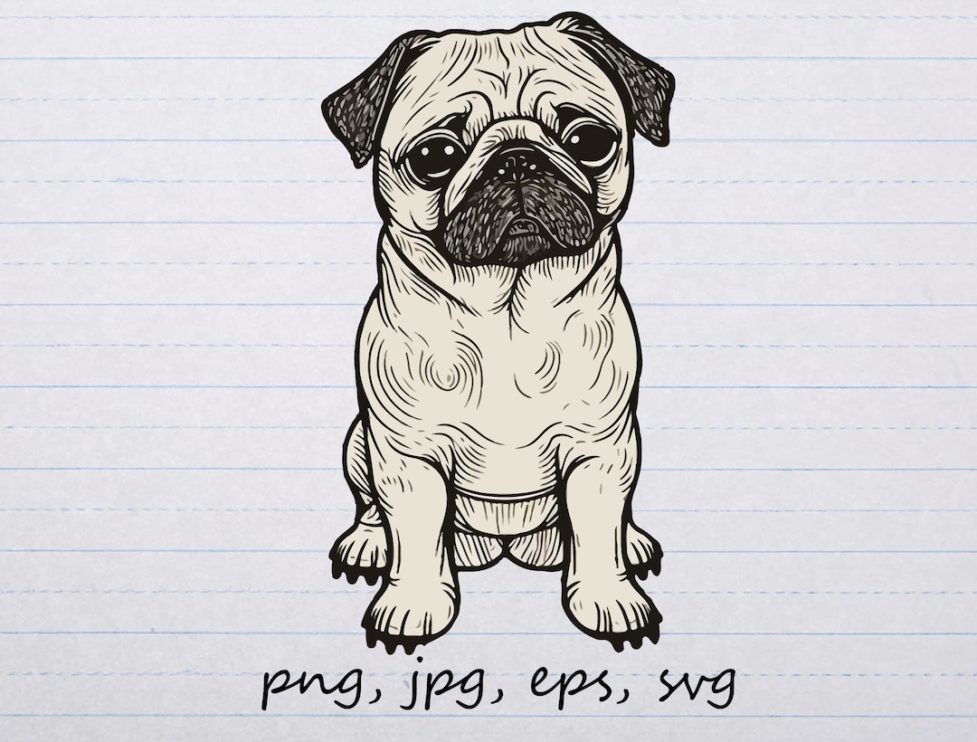 Cute Pug Clipart Vector Graphic Svg Png Jpg Eps Puppy Dog - Etsy