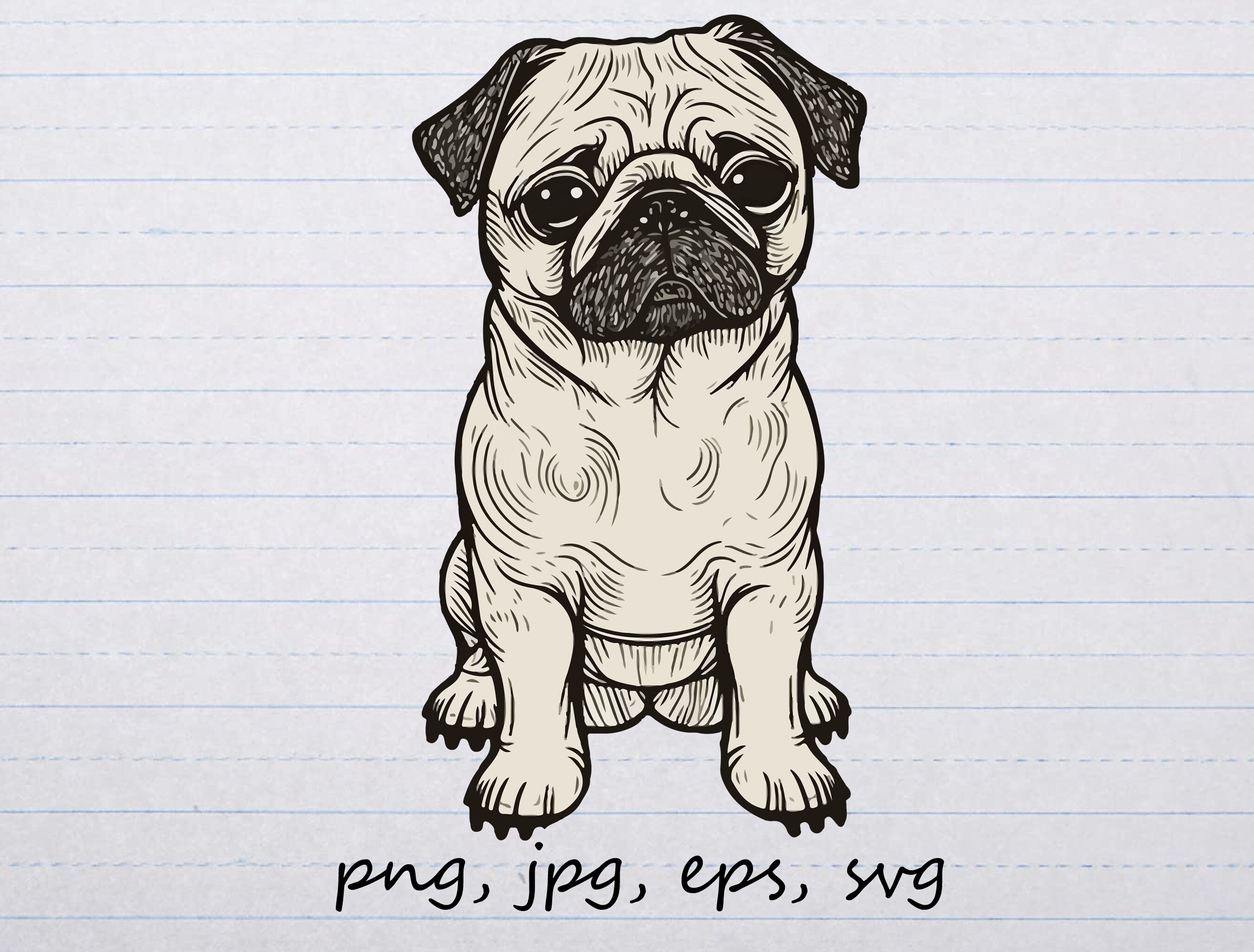 Lindo Pug clipart vector gráfico svg png jpg eps cachorro perro - Etsy ...