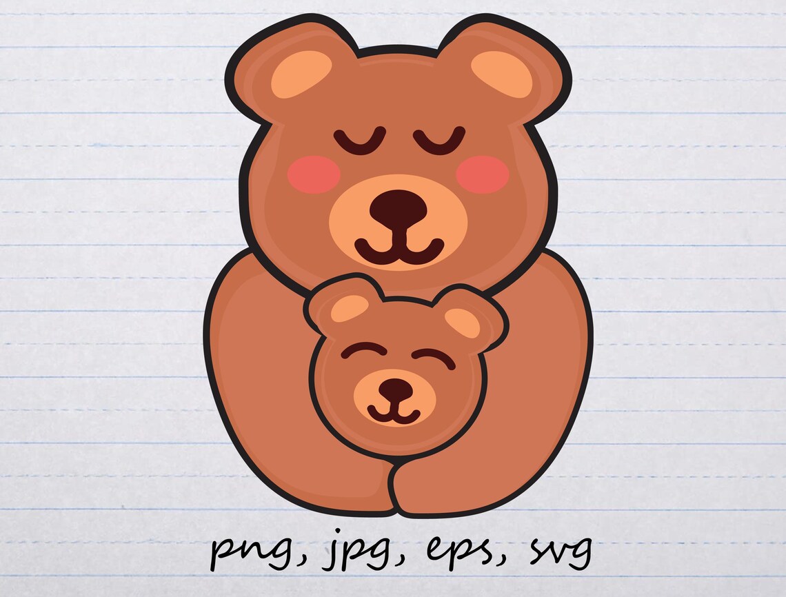 Mom and Baby Bear Clipart Vector Graphic Svg Png Jpg Eps Kids Love ...
