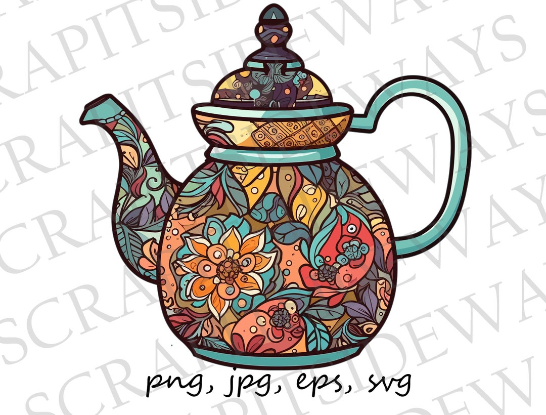 Boho Teapot 2 Clipart Vector Graphic Svg Png Jpg Eps Tea Love Tea Lover ...