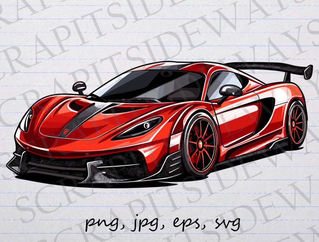 Red Supercar Clip Art Clipart Vector Graphic Svg Png Jpg Eps, Fancy Car ...
