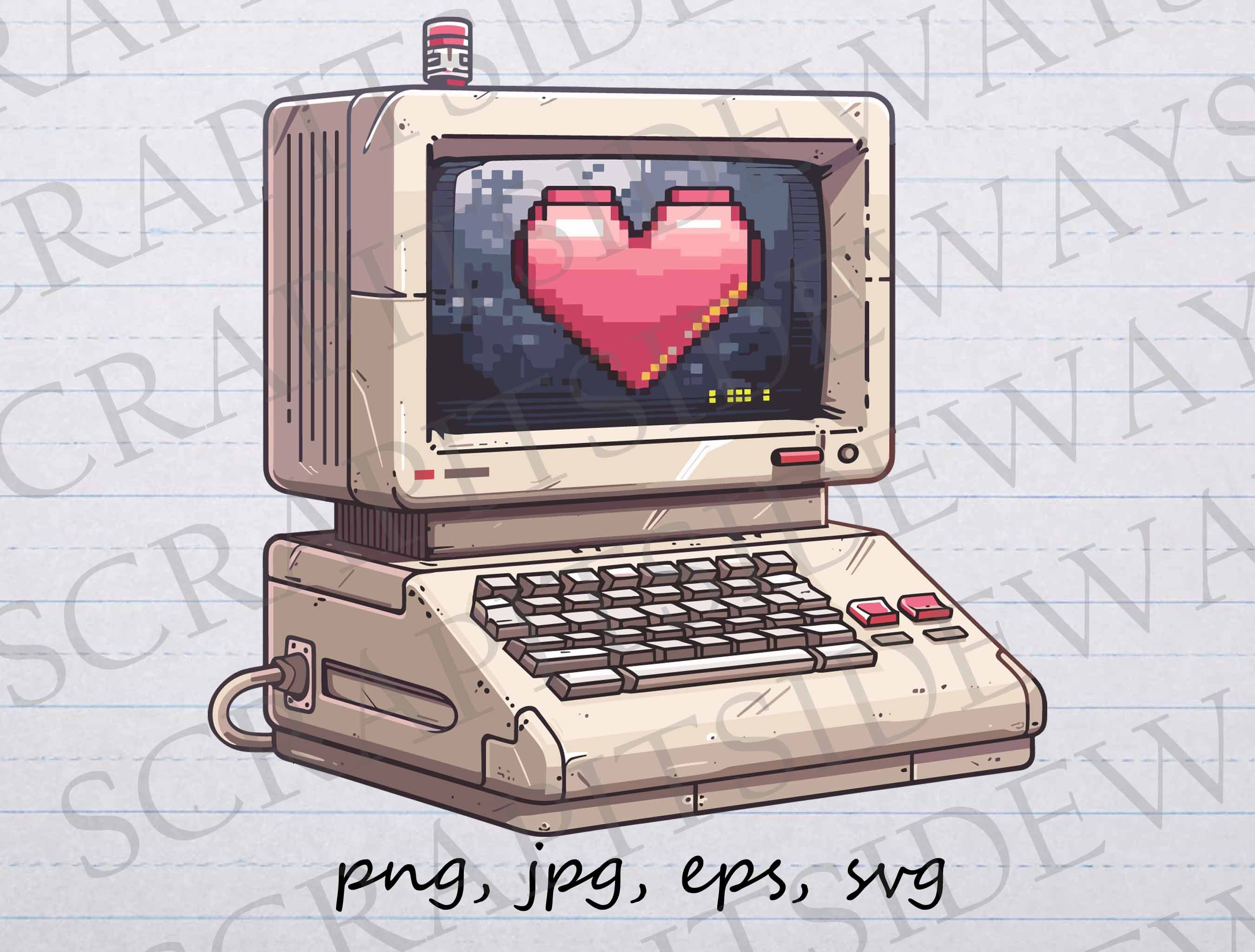 8-bit Computer With Heart Clipart Vector Graphic Svg Png Jpg Eps ...