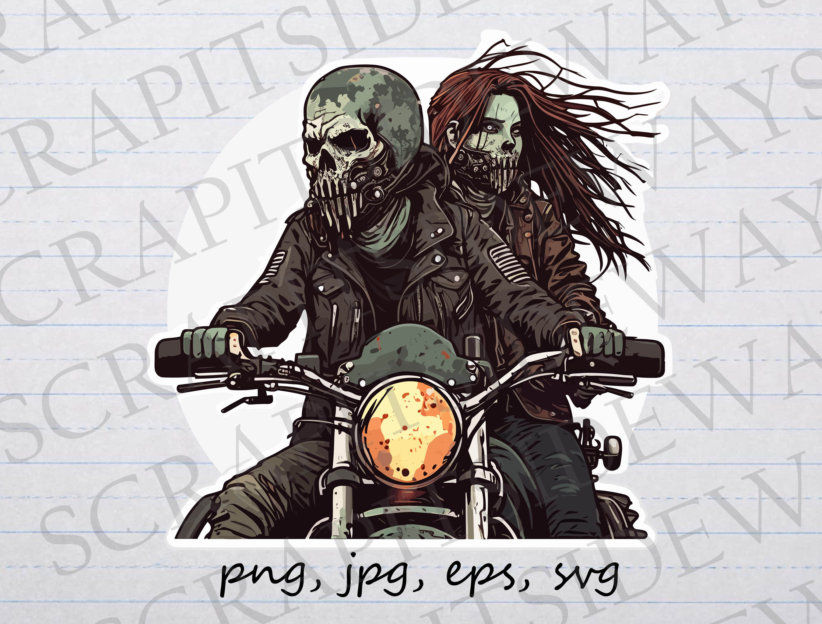 Zombie on a Motorcycle Clipart Vector Graphic Svg Png Jpg Eps - Etsy
