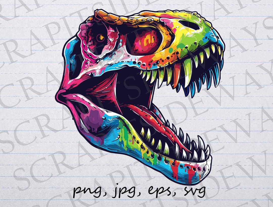 Rainbow T-rex Head Clip Art Clipart Vector Graphic Svg Png Jpg Eps ...