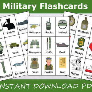 Set of 27 Military Army Flashcards Vocabulary Words Printable Instant ...