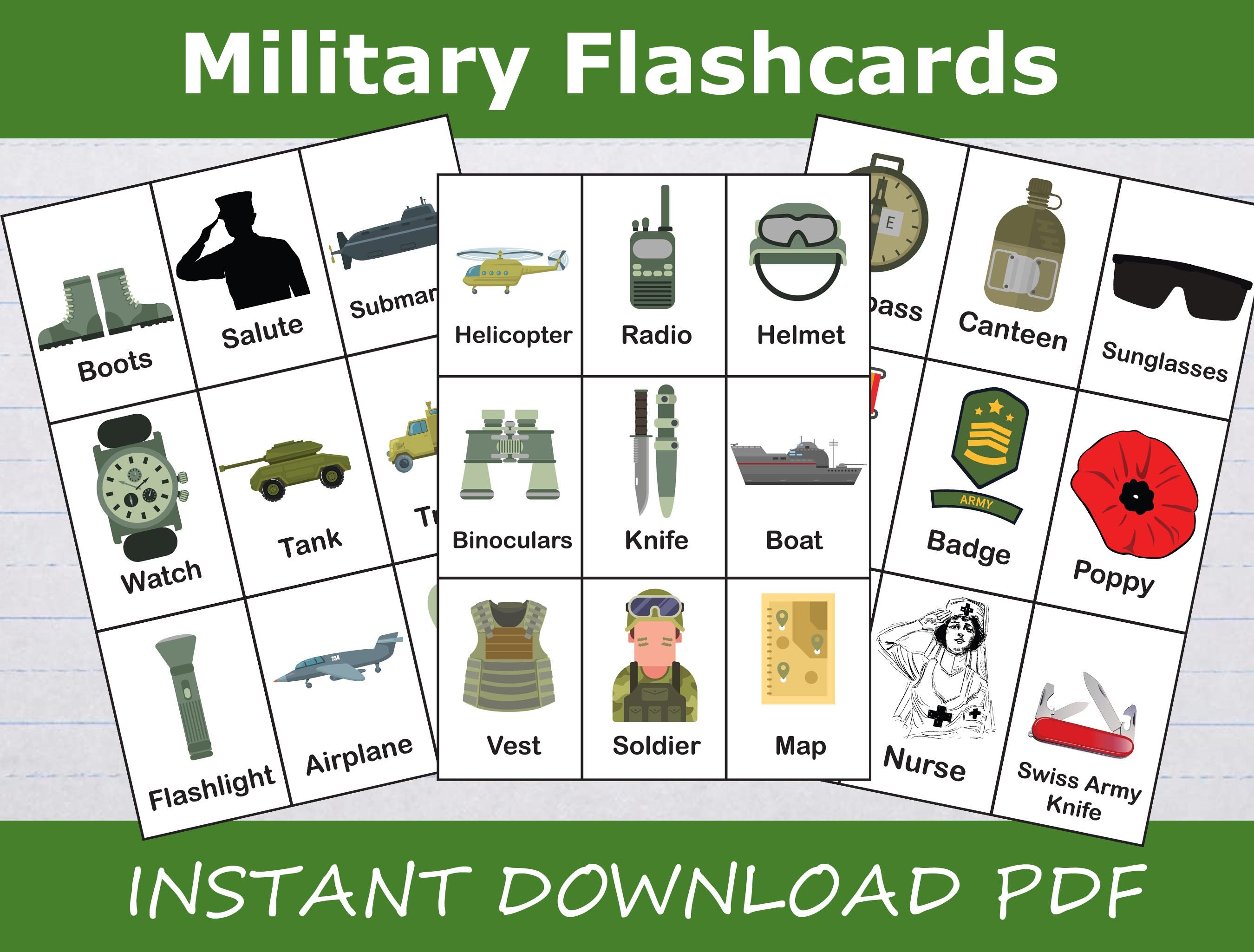 Set of 27 Military Army Flashcards Vocabulary Words Printable - Etsy ...
