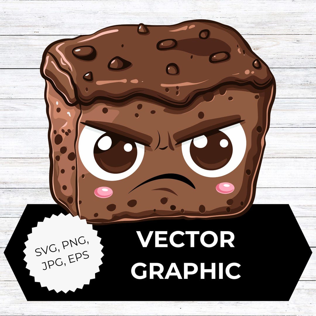 Frownie Brownie Clipart | Cartoon Angry Sad Brownie SVG PNG Eps Jpg ...