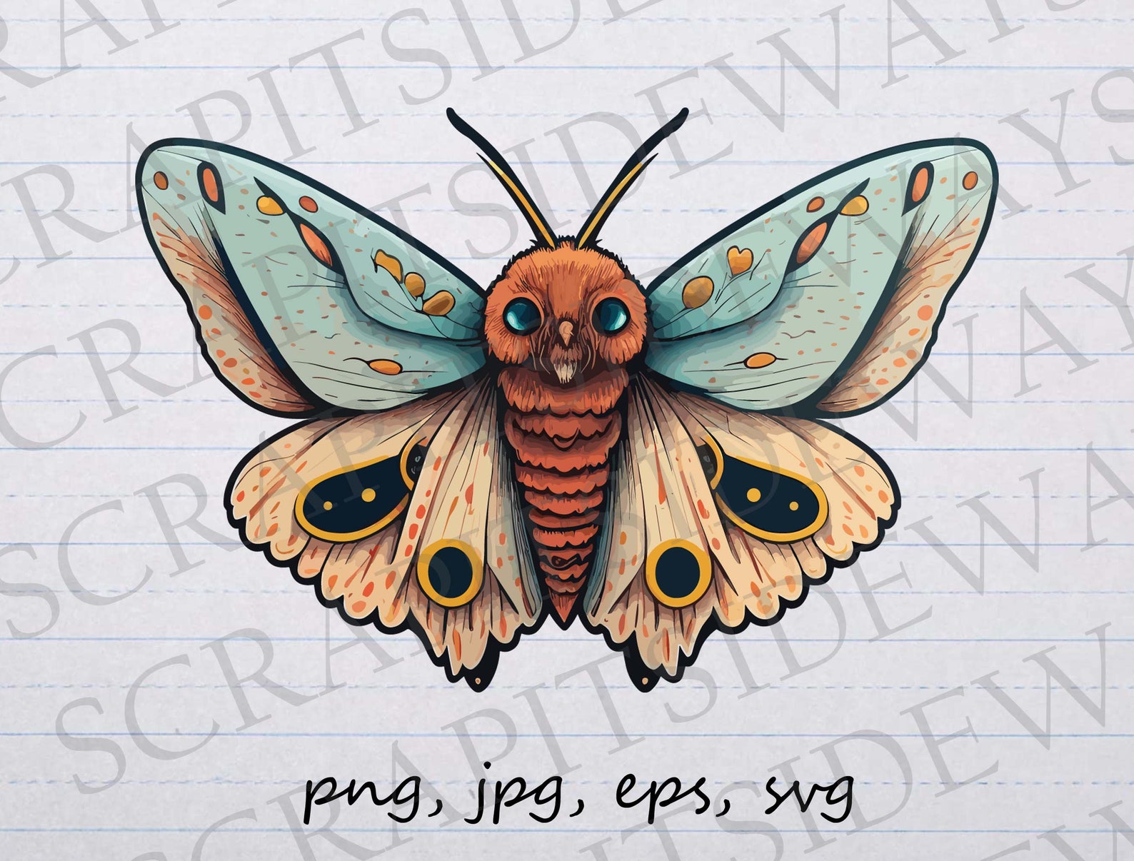 Moth Clip Art Clipart Vector Graphic Svg Png Jpg Eps Vintage Moth, Moth ...