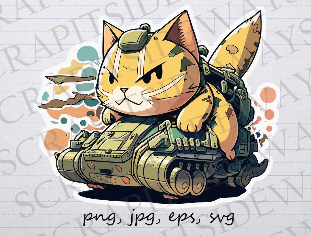 Tank Cat Clipart Vector Graphic Svg Png Jpg Eps Battle Cat Soldier ...
