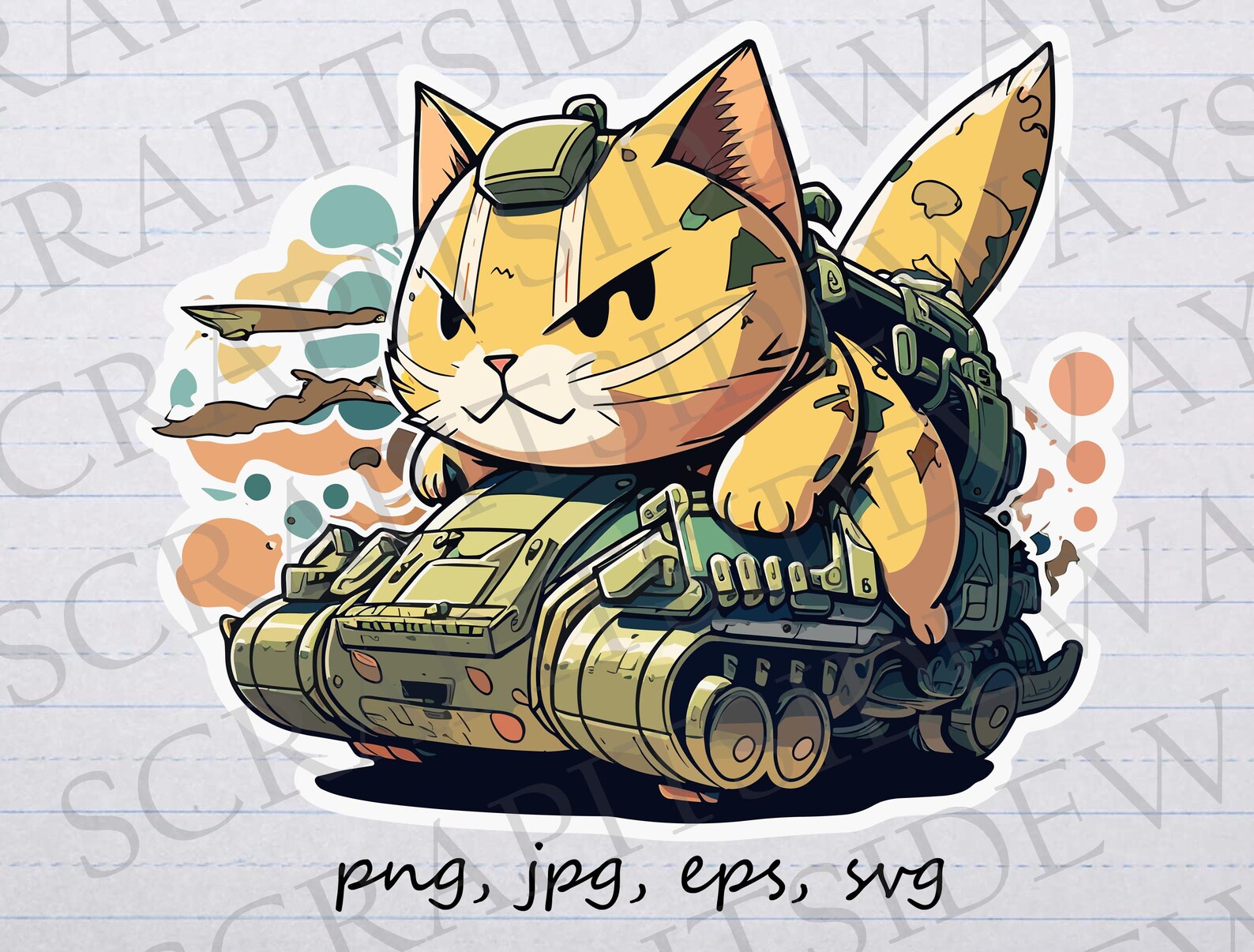 Tank Cat Clipart Vector Graphic Svg Png Jpg Eps Battle Cat - Etsy Canada