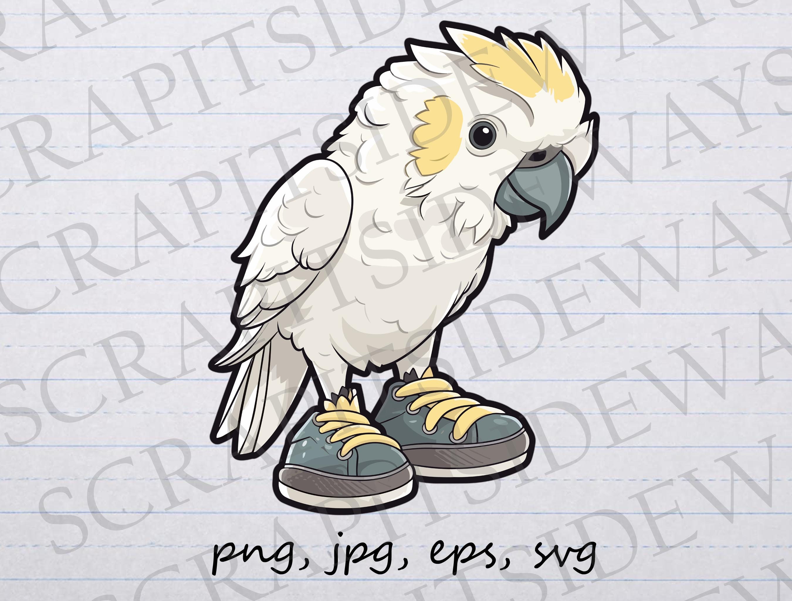 Cockatoo in Sneakers Clipart Vector Graphic Svg Png Jpg Eps Hipster ...