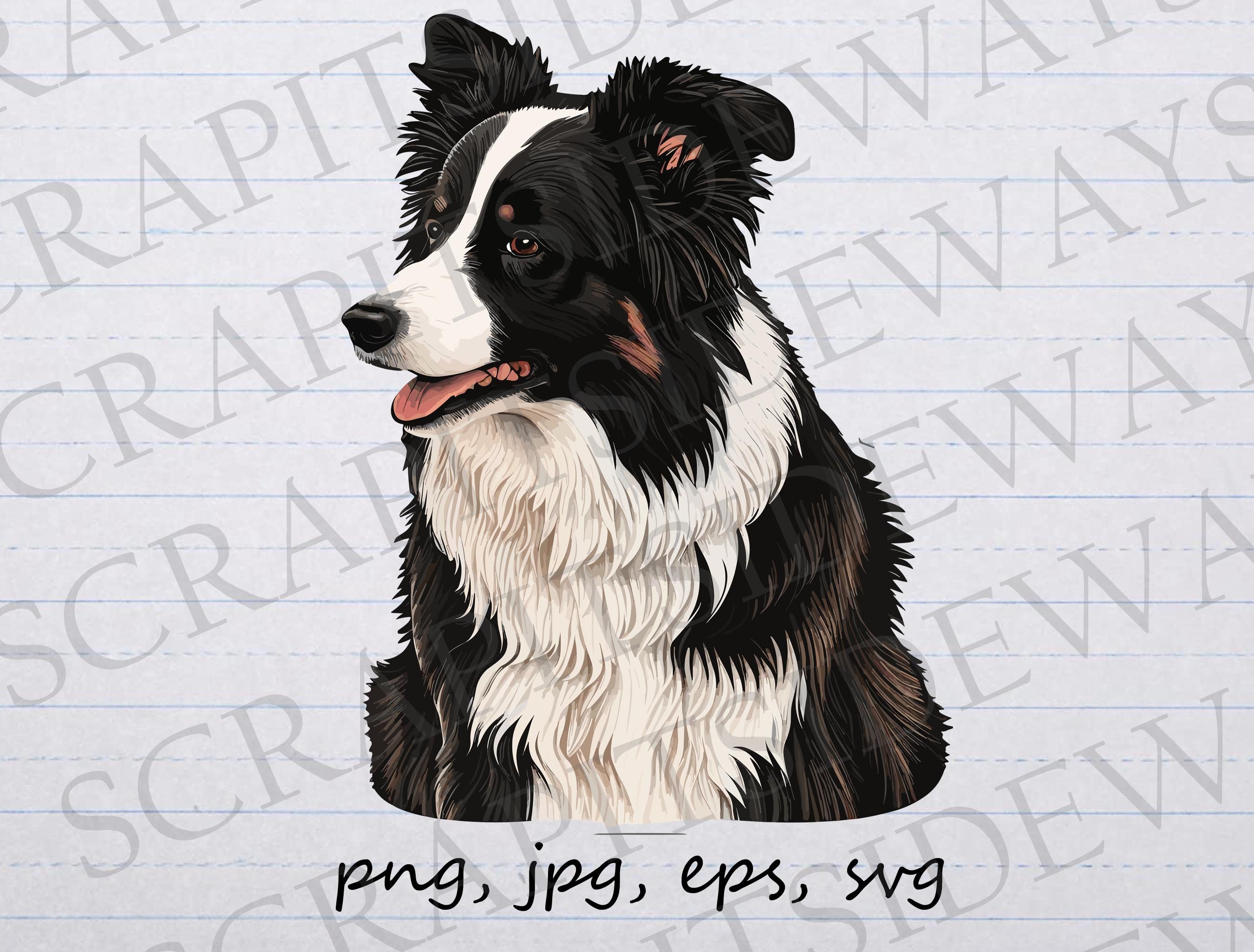 Border Collie Clipart Vector Graphic Svg Png Jpg Eps Dog Puppy Head ...