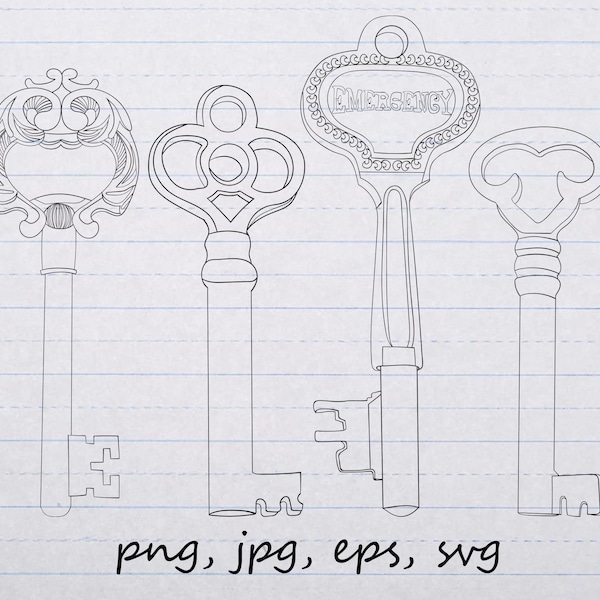 Skeleton Key Clipart - Etsy