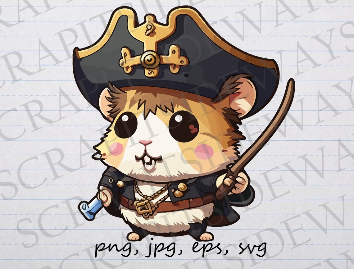 Hamster Pirate Clipart Vector Graphic Svg Png Jpg Eps Cute Pet - Etsy
