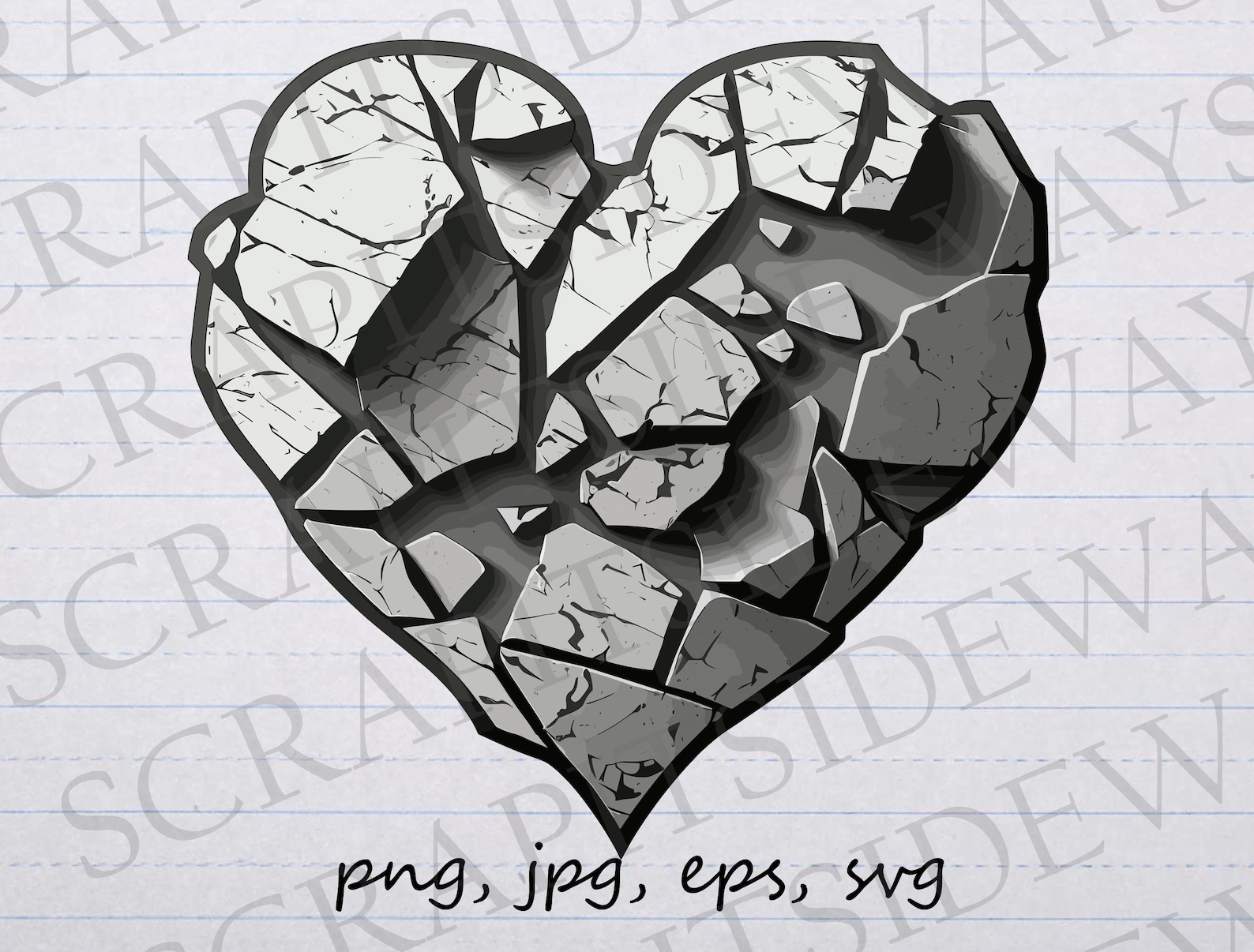 Heart Made of Stone Clipart Vector Graphic Svg Png Jpg Eps Heart of ...