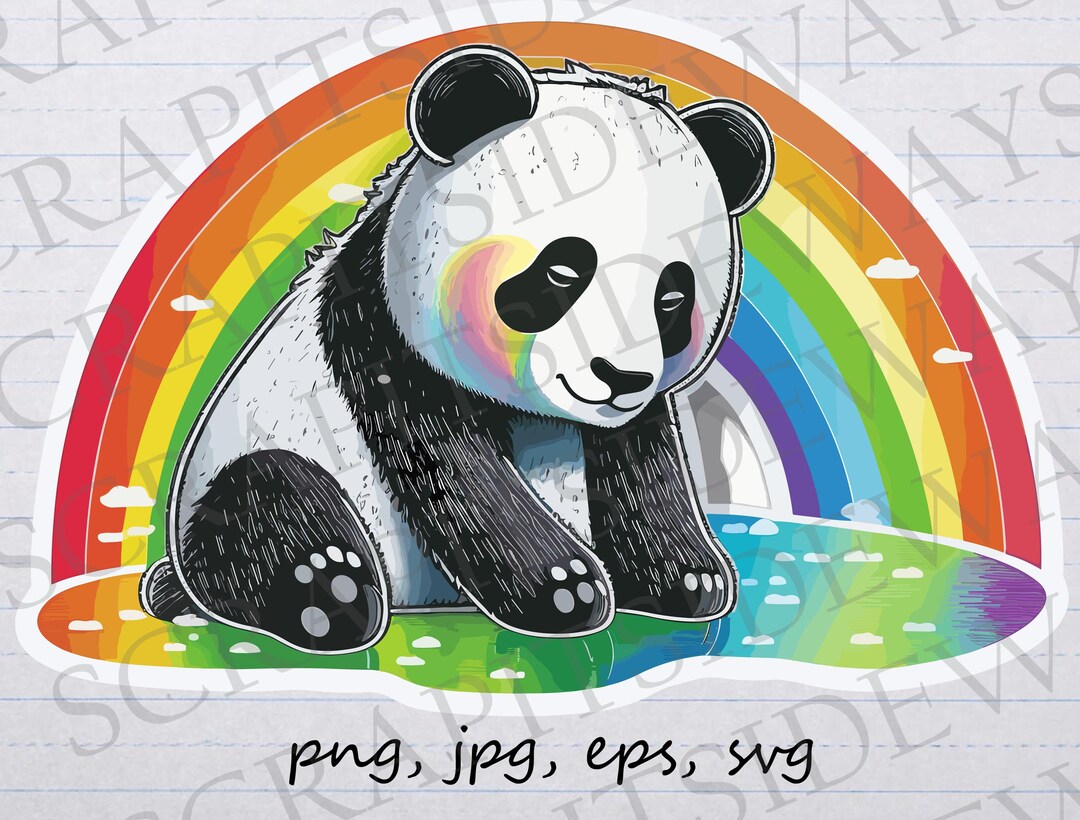Rainbow Panda Clipart Vector Graphic Svg Png Jpg Sticker Design T-shirt Design Cute Panda - Etsy
