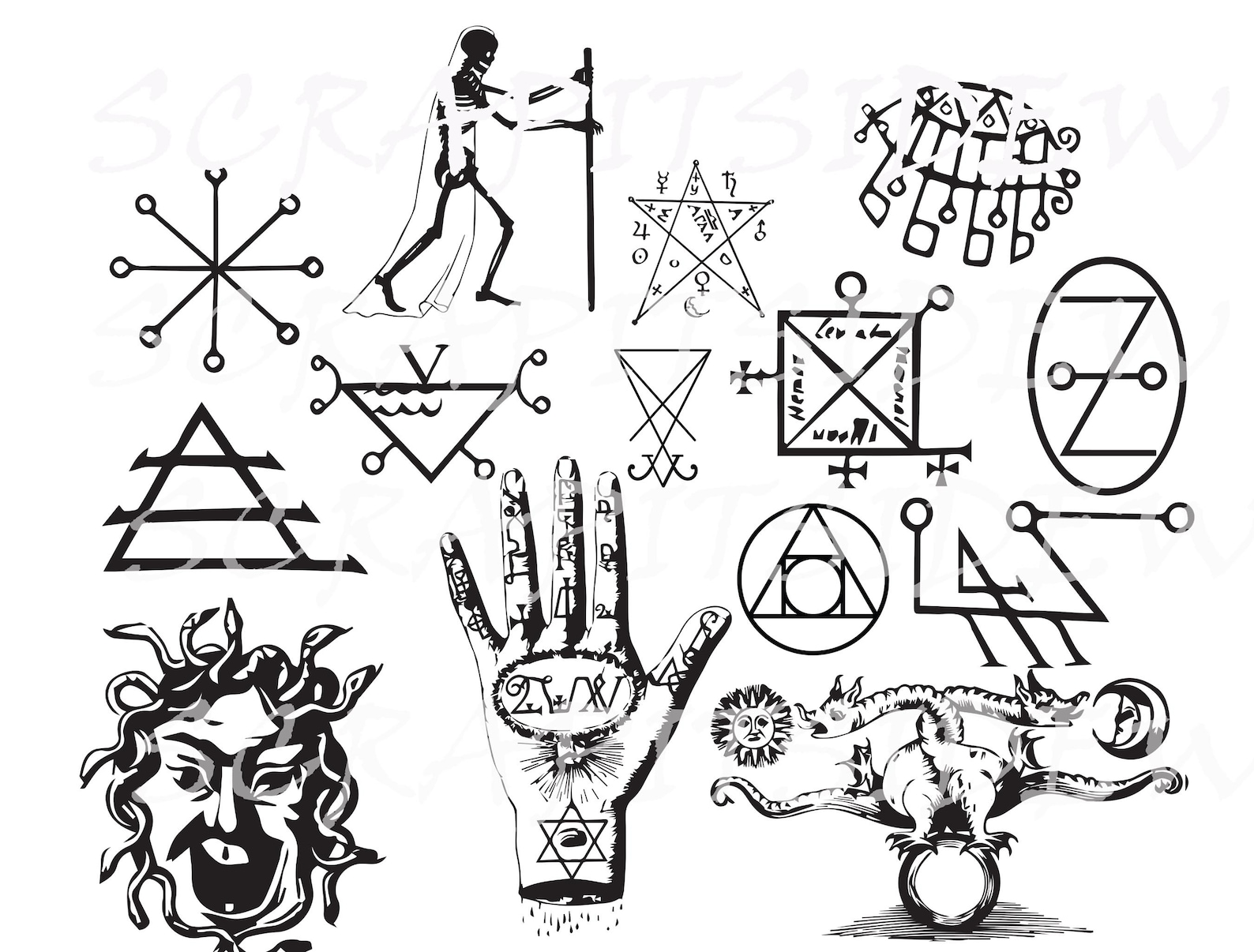 15 Occult Symbols Witchcraft Arcana Fortune Astrology Clipart - Etsy