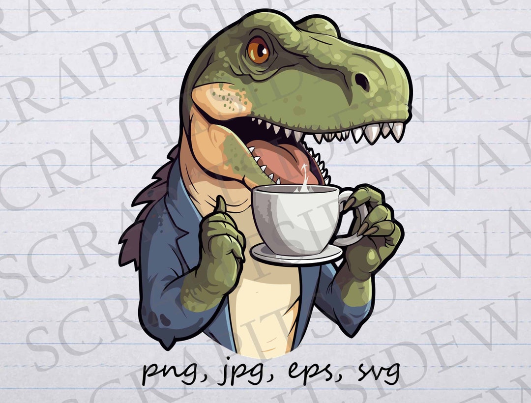 Tea Rex Clip Art Clipart Vector Graphic Svg Png Jpg Eps, Trex, Dinosaur ...