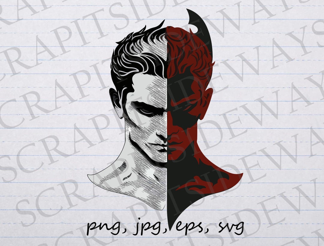 Half Devil Half Angel Clipart Vector Graphic Svg Png Jpg Eps Sticker ...