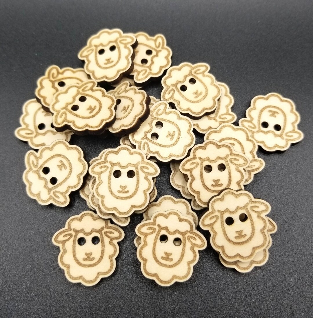 Sheep Buttons, Basswood ,laser Cut and Engraved, 4 or 10 Buttons ...