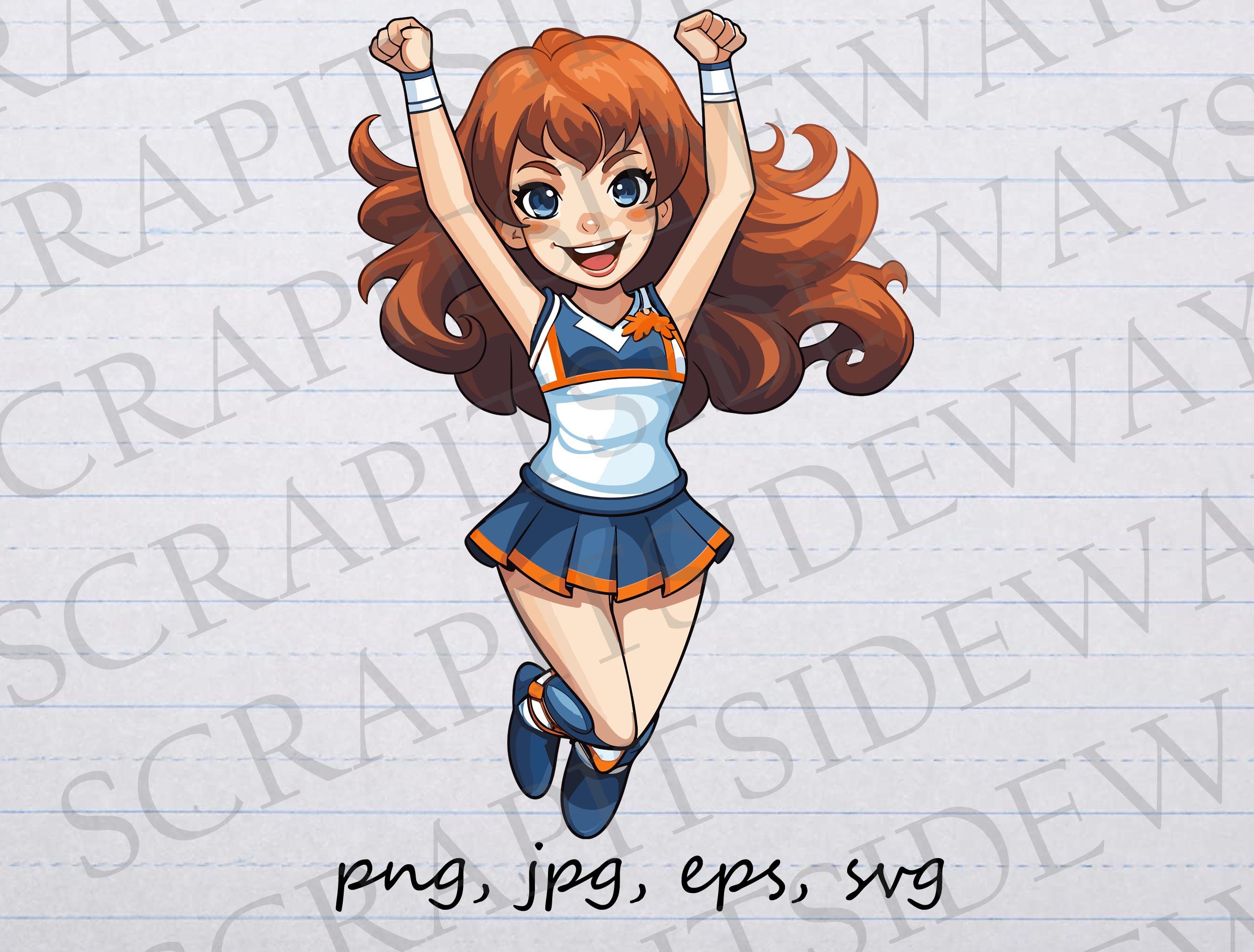 Cute Cartoon Cheerleader Clipart Vector Graphic Svg Png Jpg - Etsy