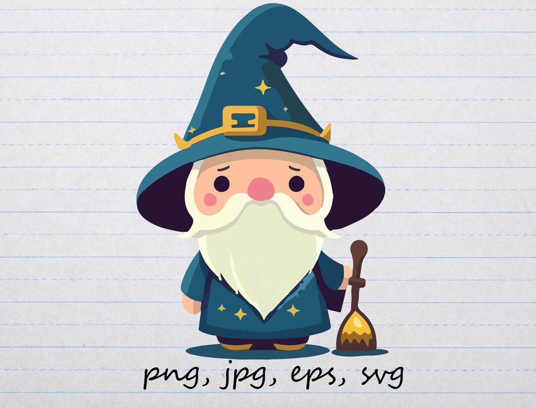 Cute Wizard Clipart Vector Graphic Svg Png Jpg Eps Magic - Etsy