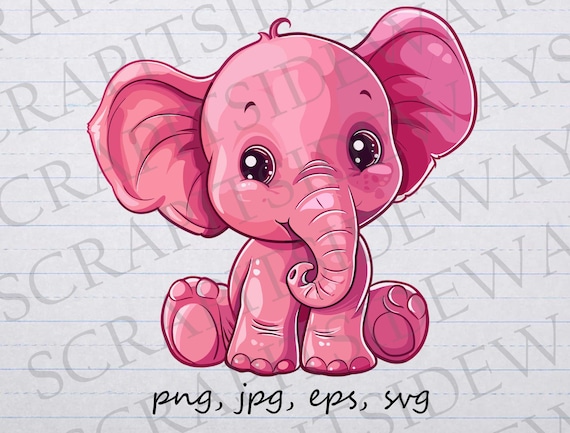 Pink Elephants Clip Art Cartoon Premium Vector | Cute Pink Elephants