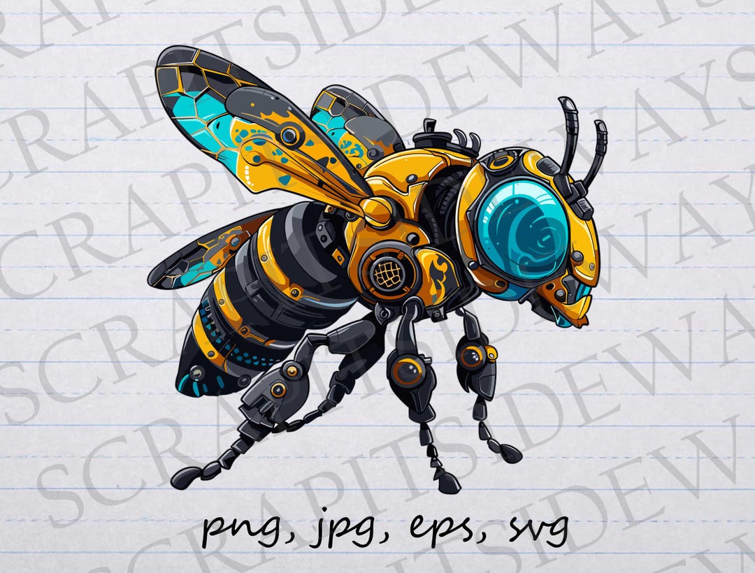 Robot Bee Clipart Vector Graphic Svg Png Jpg Eps, Steampunk Bee, Cyborg ...