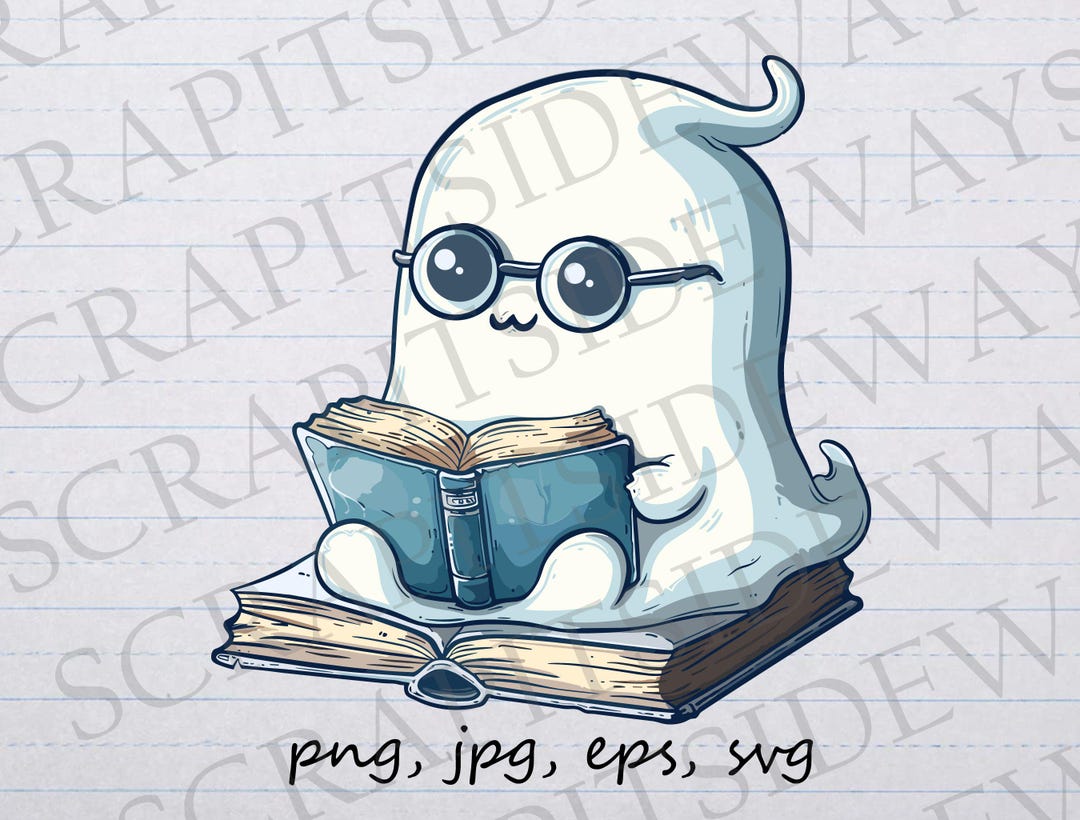 Ghost Reading a Book Clip Art Clipart Vector Graphic Svg Png Jpg Eps ...