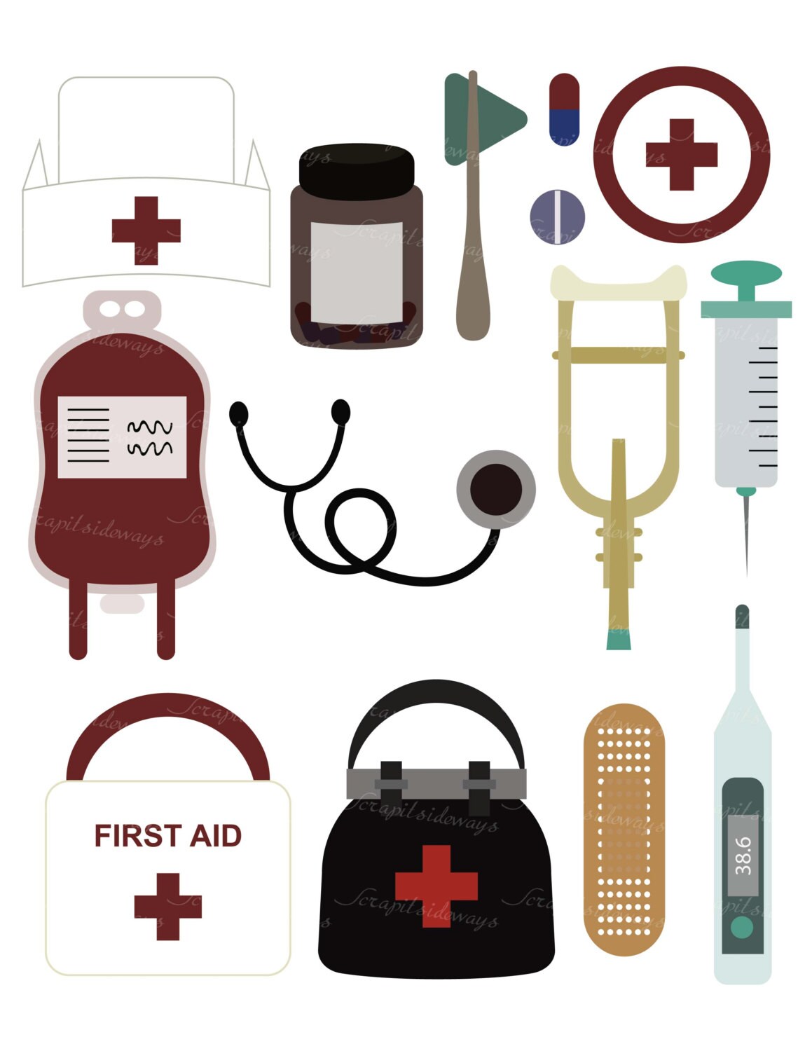 Medical Supplies and People VG-008 Digital Clipart Printable - Etsy