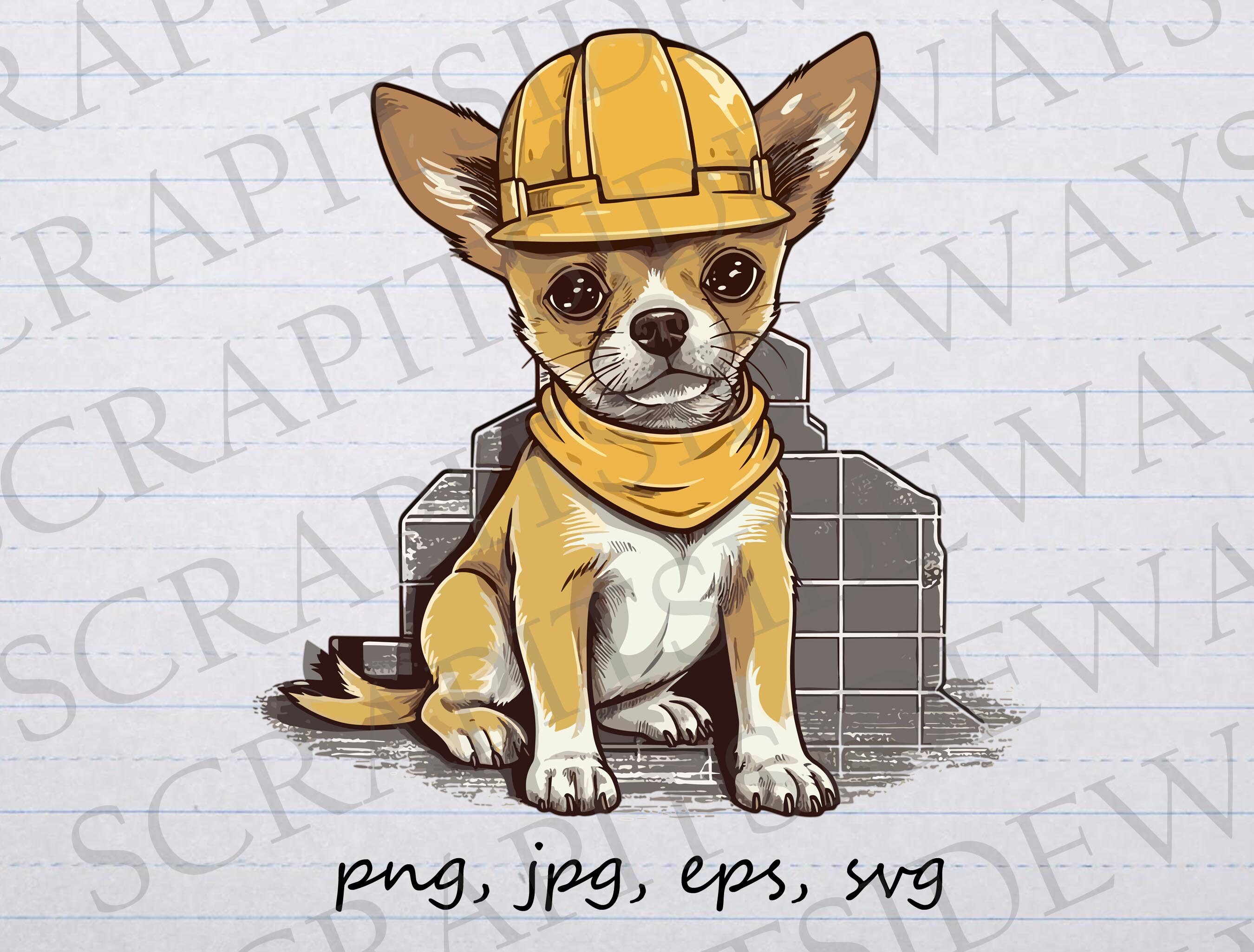 Construction Worker Chihuahua Clipart Vector Graphic Svg Png Jpg Eps ...