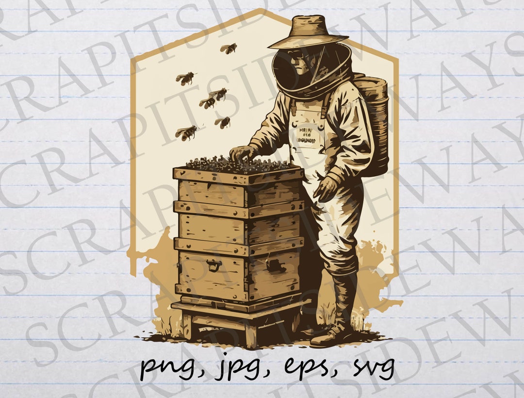 Vintage Bee Keeper Clipart Vector Graphic Svg Png Jpg Eps Save the Bees ...