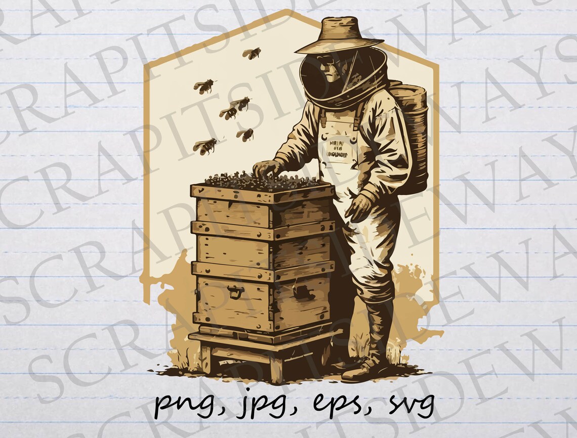 Vintage Bee Keeper Clipart Vector Graphic Svg Png Jpg Eps Save - Etsy