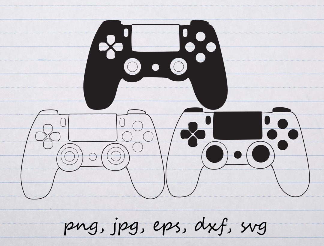 Set of 3 Video Game Controllers Outline Lineart Clipart Vector Graphic ...