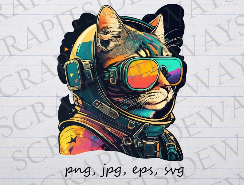 Colorful Astronaut Cat Vector Graphic Svg Png Jpg Eps Space - Etsy
