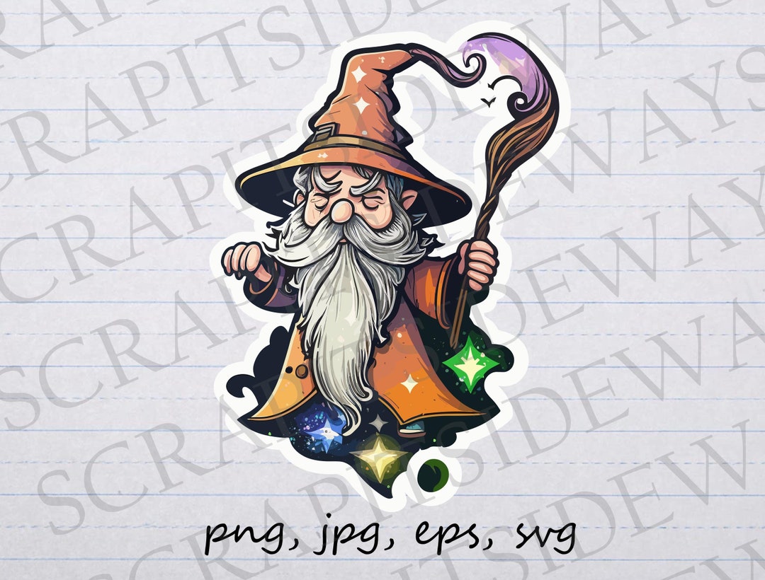 Whimsical Wizard Clipart Vector Graphic Svg Png Jpg Eps Magic - Etsy