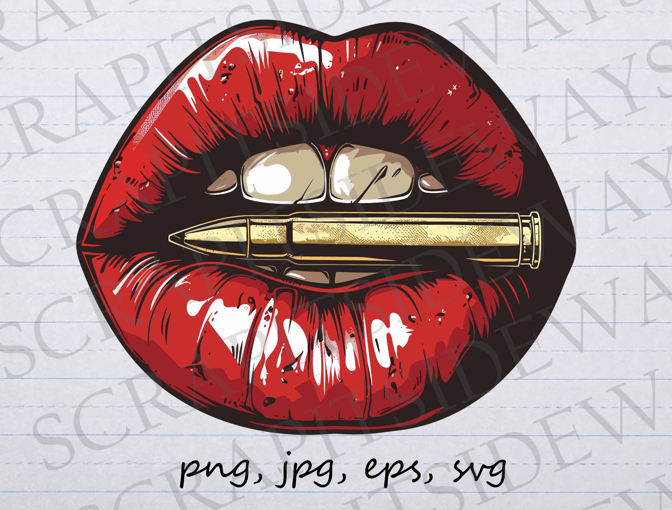 Bite the Bullet Lips Clip Art Clipart Vector Graphic Svg Png Jpg Eps ...