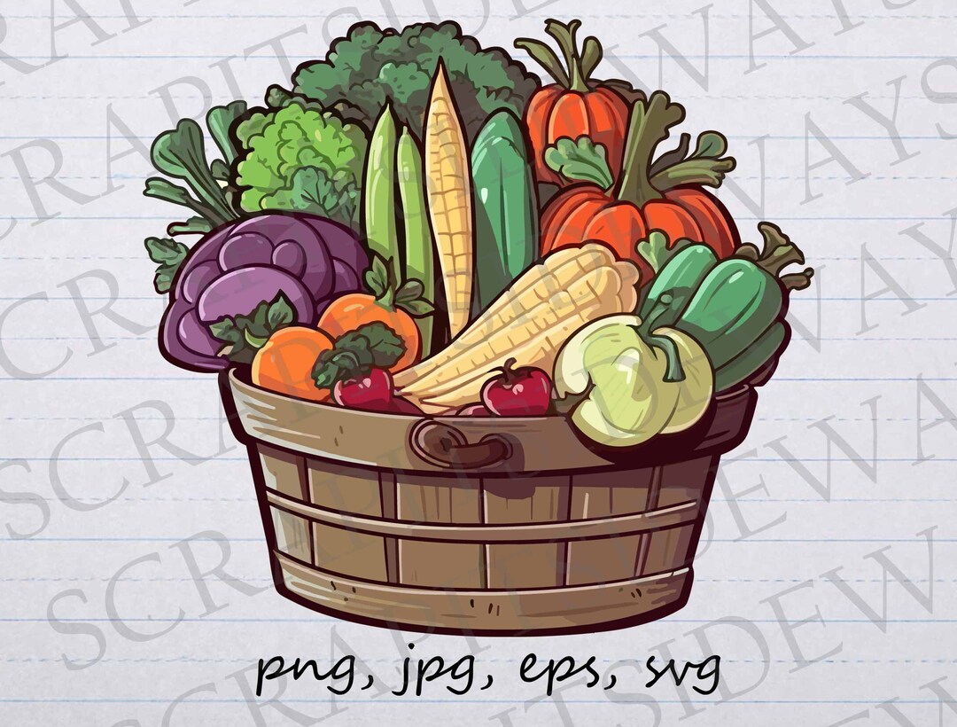 Vegetable Basket Clip Art Clipart Vector Graphic Svg Png Jpg Eps ...