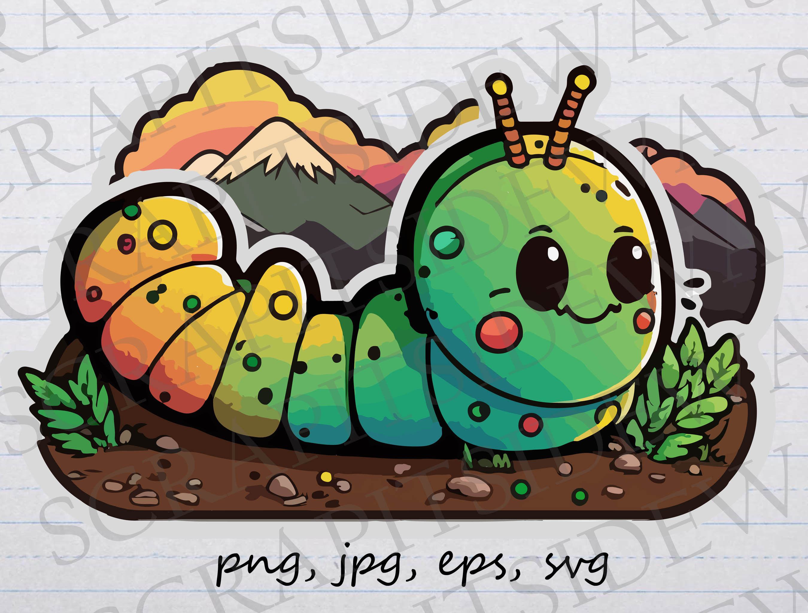 Linda oruga clipart vector gráfico svg png jpg eps insecto - Etsy México