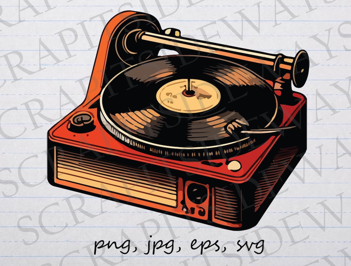 Vintage Record Player Clipart Vector Graphic Svg Png Jpg Eps - Etsy