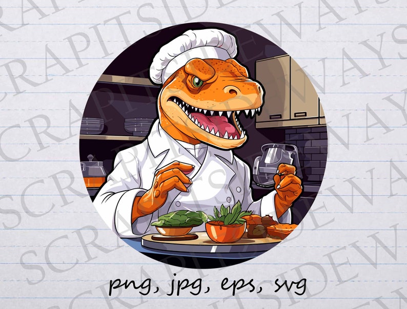 T-rex Chef Clip Art Clipart Vector Graphic Svg Png Jpg Eps Mosaic Trex ...