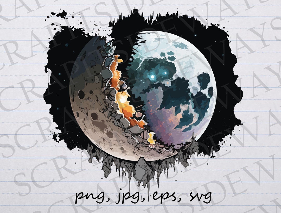 Moon Breaking Apart Clipart Vector Graphic Svg Png Jpg Eps T-shirt ...