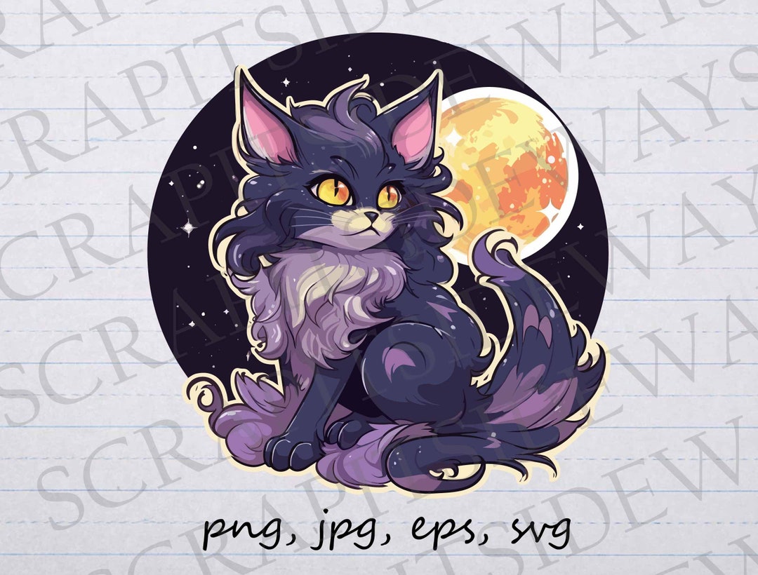 Twilight Fantasy Cat Clip Art Clipart Vector Graphic Svg Png Jpg Eps ...