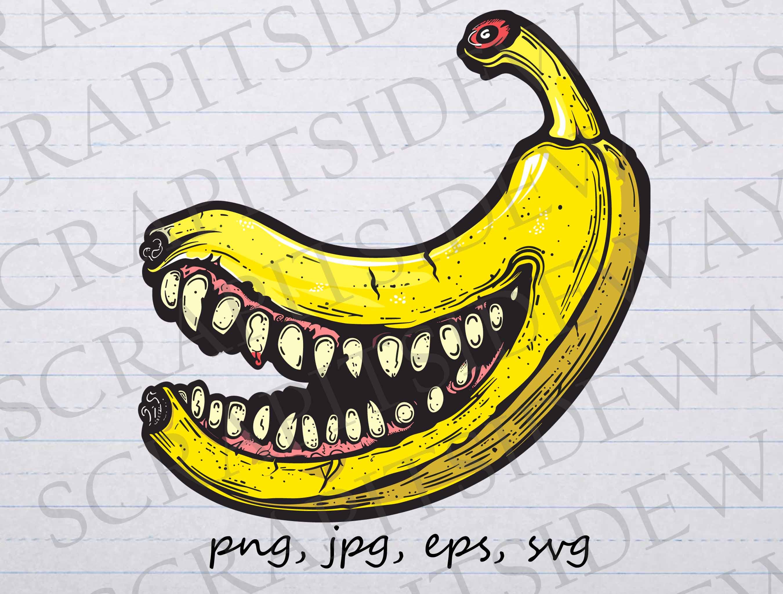 Evil Banana Clip Art Clipart Vector Graphic Svg Png Jpg Eps, Angry Banana, Angry Fruit, Horror ...