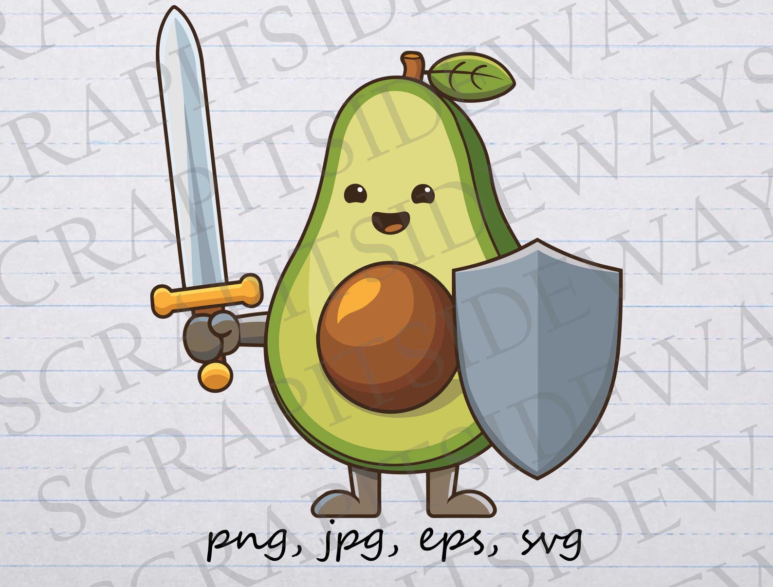 Avocado Knight Clip Art Clipart Vector Graphic Svg Png Jpg Eps, Knight ...