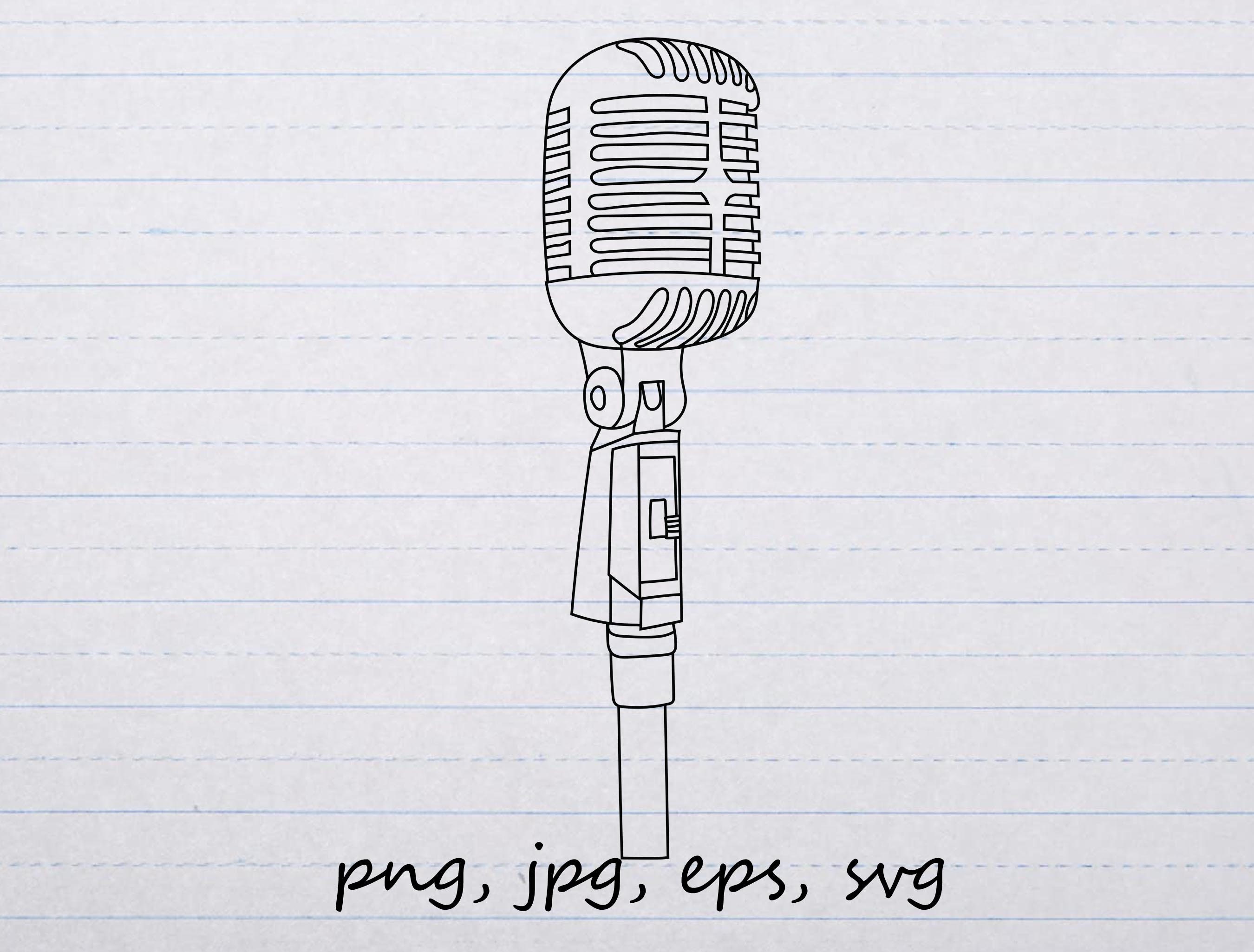 Microphone Mic Silhouette Clipart Vector Graphic Digital Stamp - Etsy