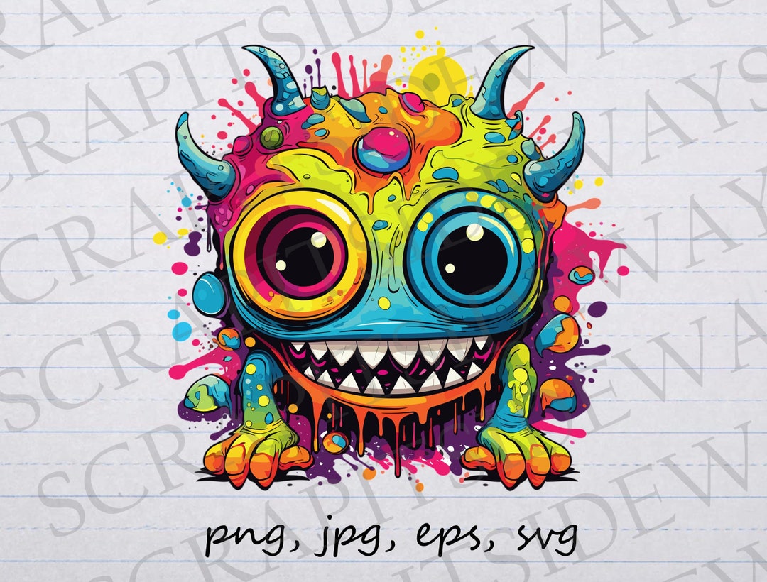 Cute Colorful Monster Clipart Vector Graphic Svg Png Jpg Eps Creepy ...