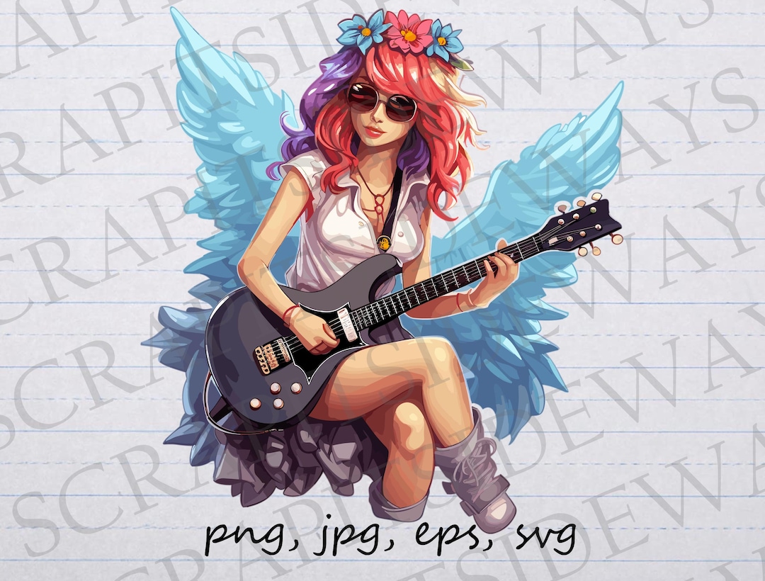Fairy With Guitar Clipart Vector Graphic Svg Png Jpg Eps T-shirt Design ...