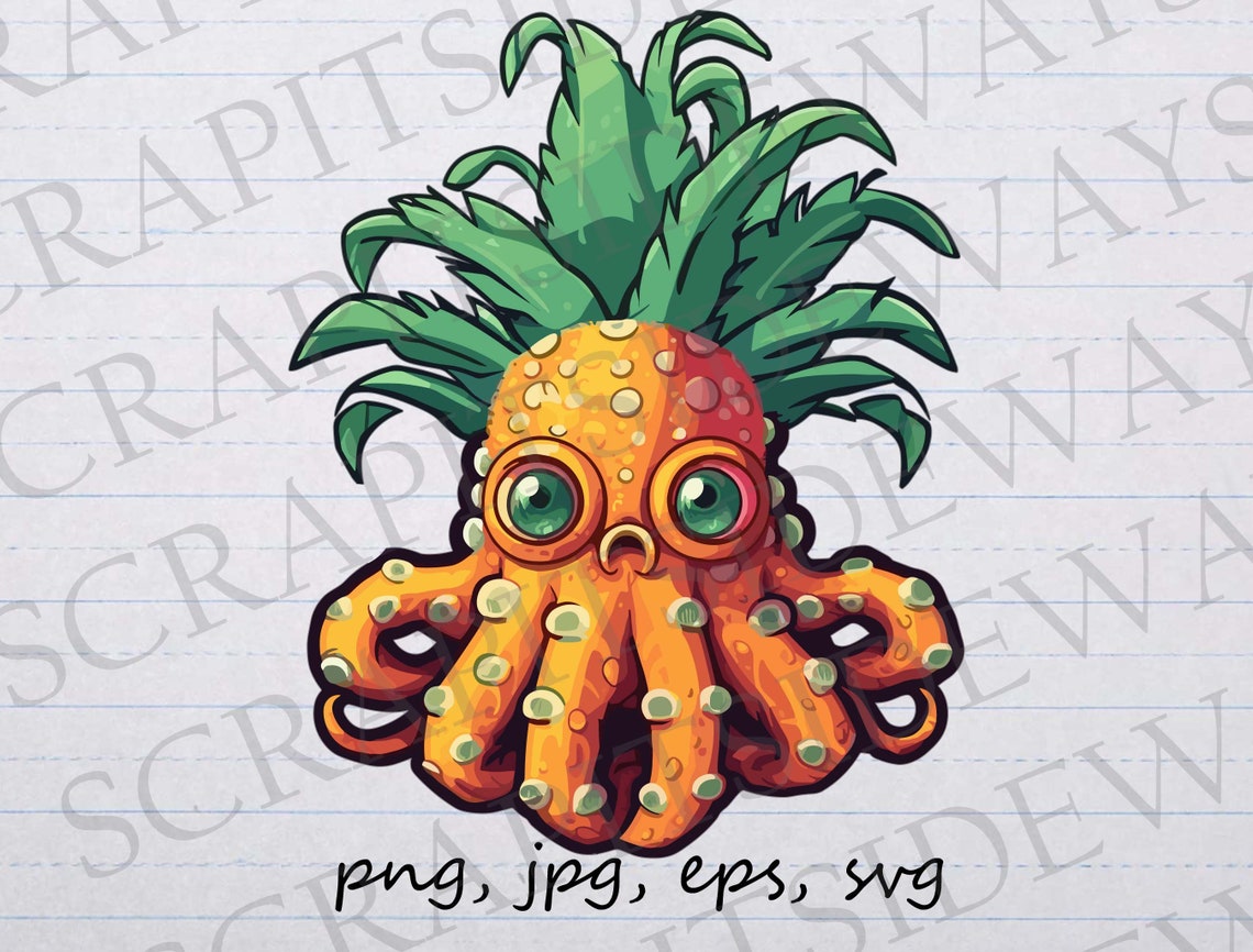 Octopus Pineapple Clip Art Clipart Vector Graphics Svg Png Jpg Eps ...