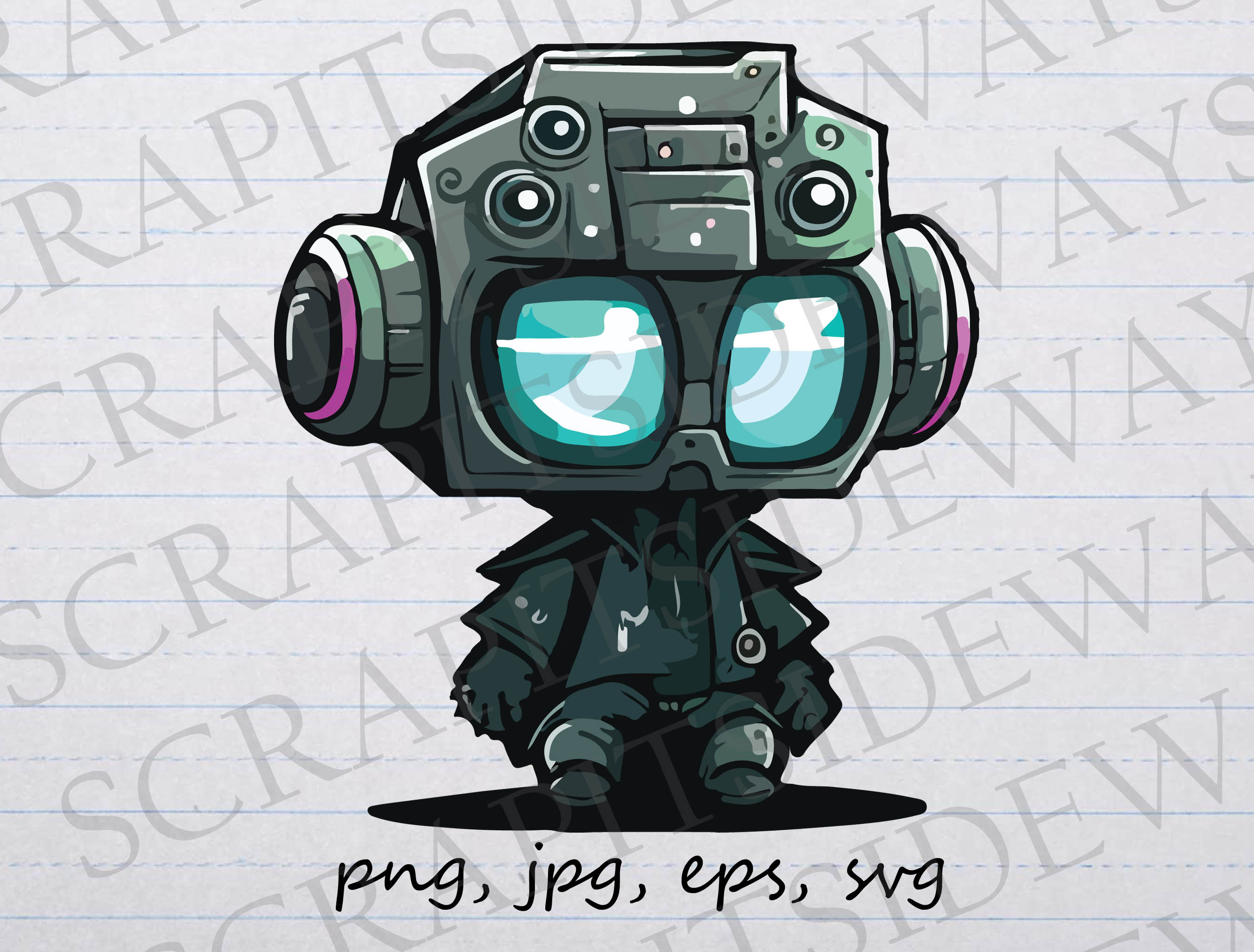 Cute Cyberpunk Robot Clipart Vector Graphic Svg Png Jpg Eps - Etsy